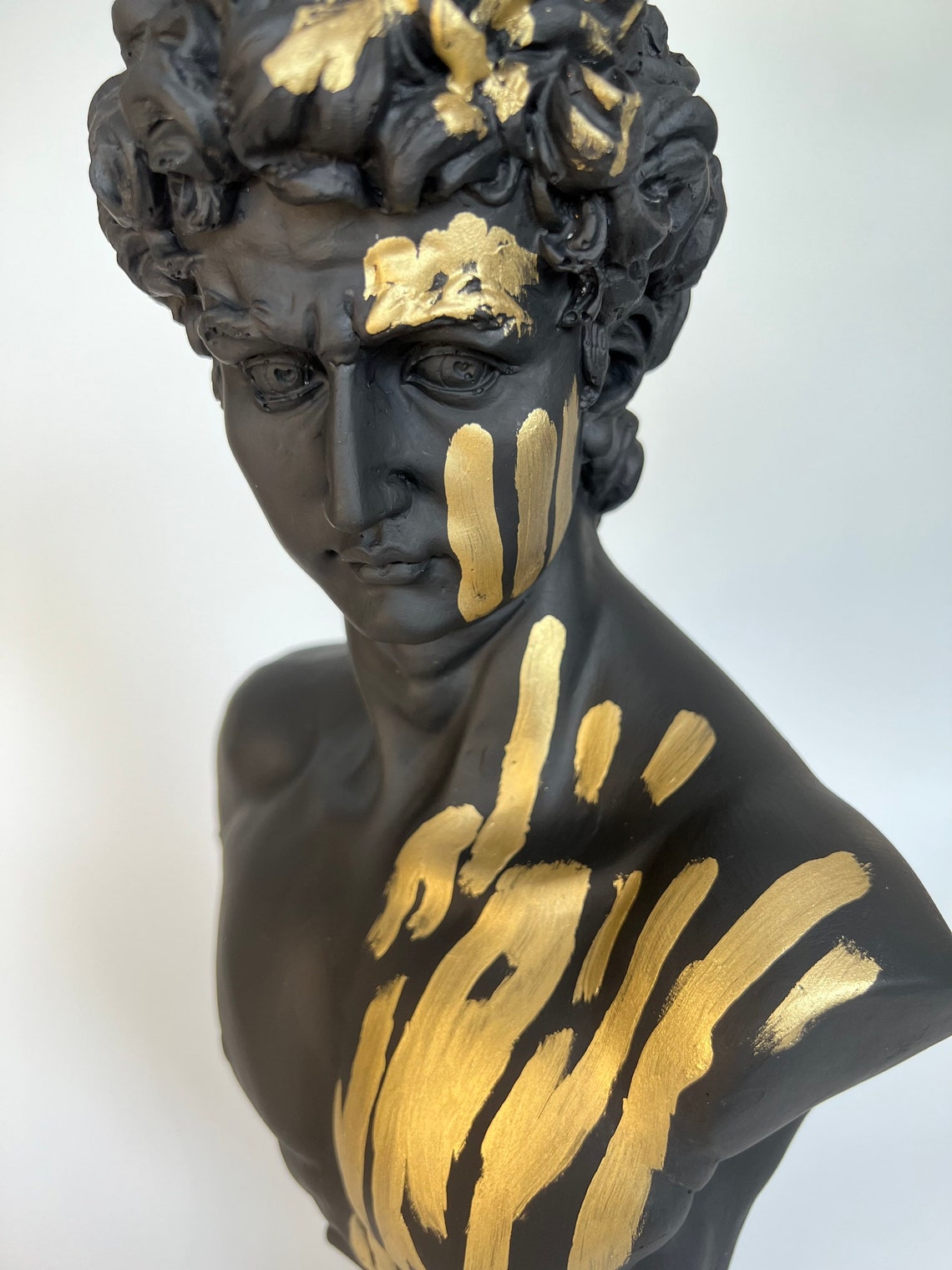 Large David Black Sculpture Statue, Black With Gold Streak Sculpture ...