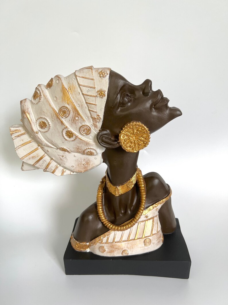 African Woman Statue, Afro Woman Sculpture, Face Sculpture, Decorative ...
