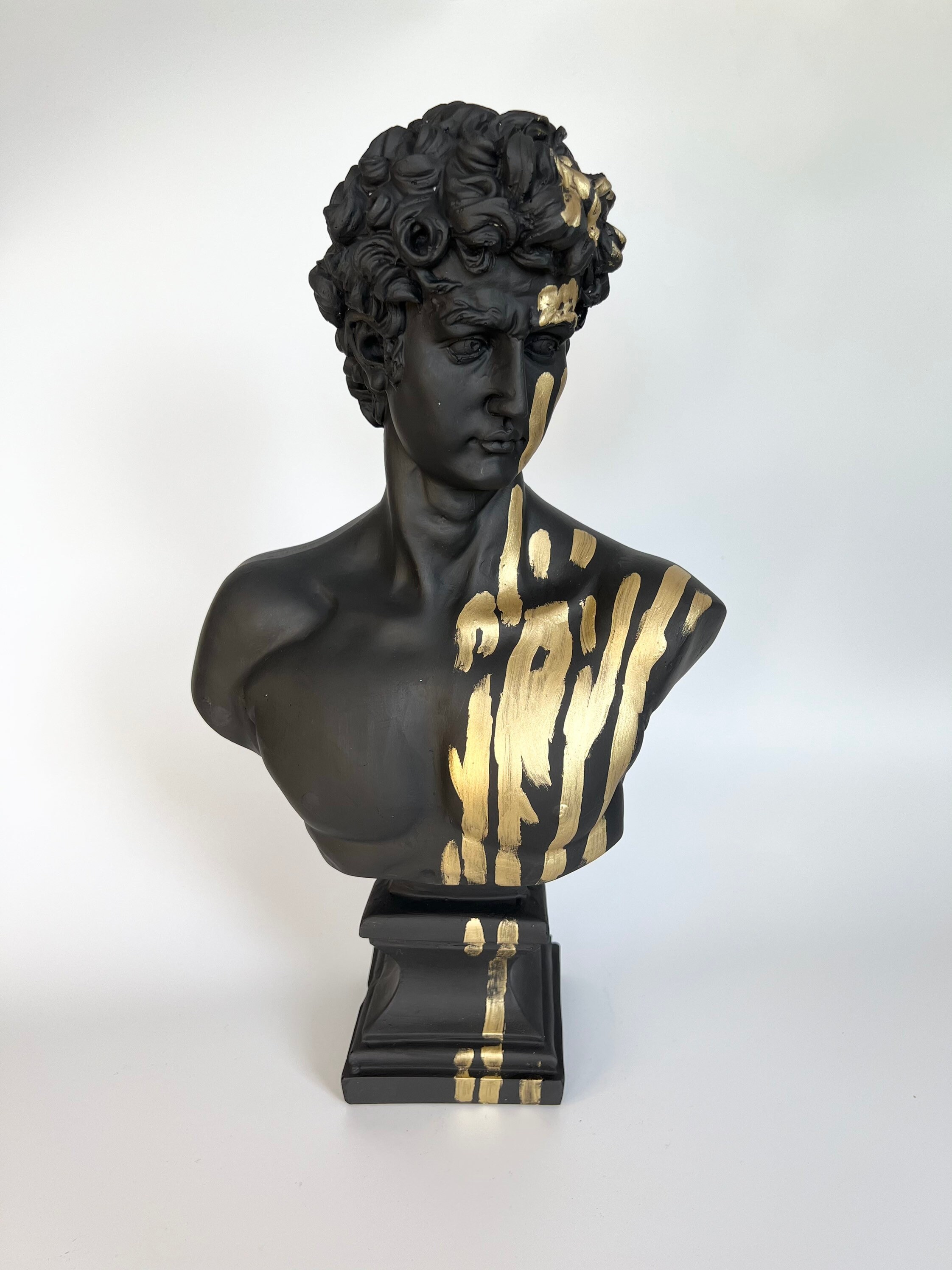 Large David Black Sculpture Statue, Black With Gold Streak Sculpture ...