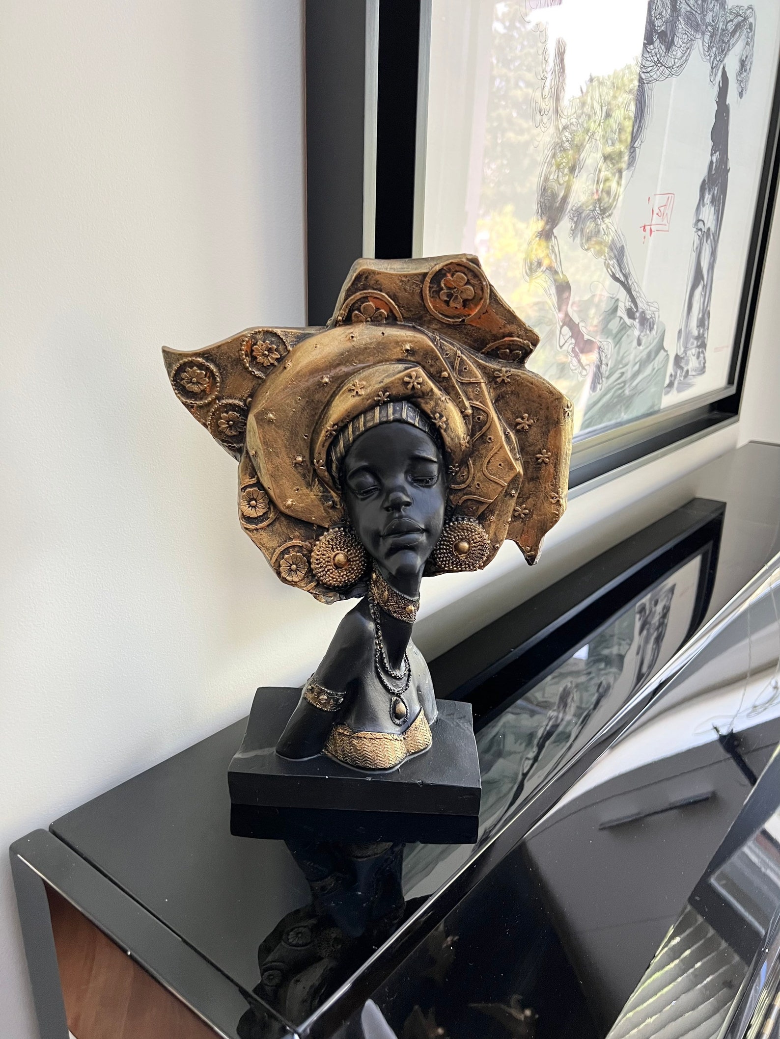 African Woman Statue Afro Woman Sculpture Face Sculpture - Etsy