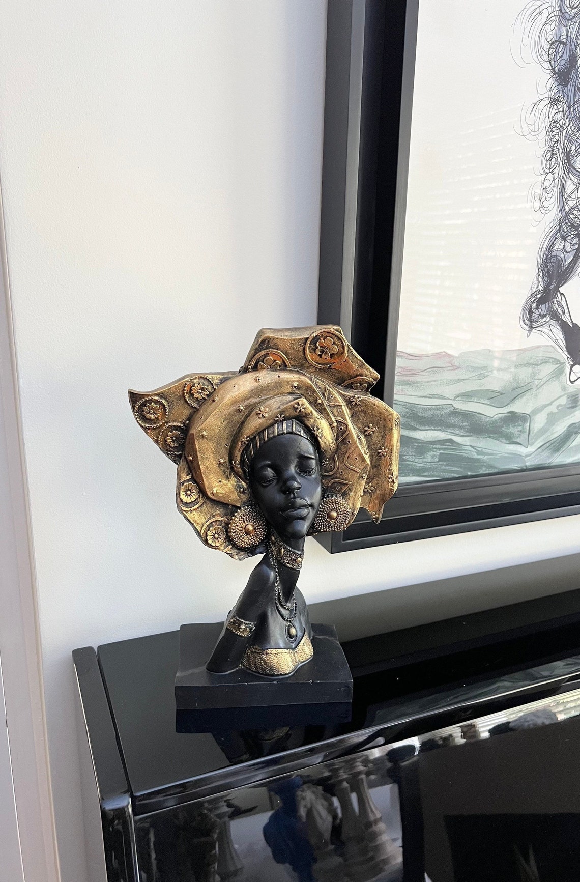 African Woman Statue Afro Woman Sculpture Face Sculpture - Etsy