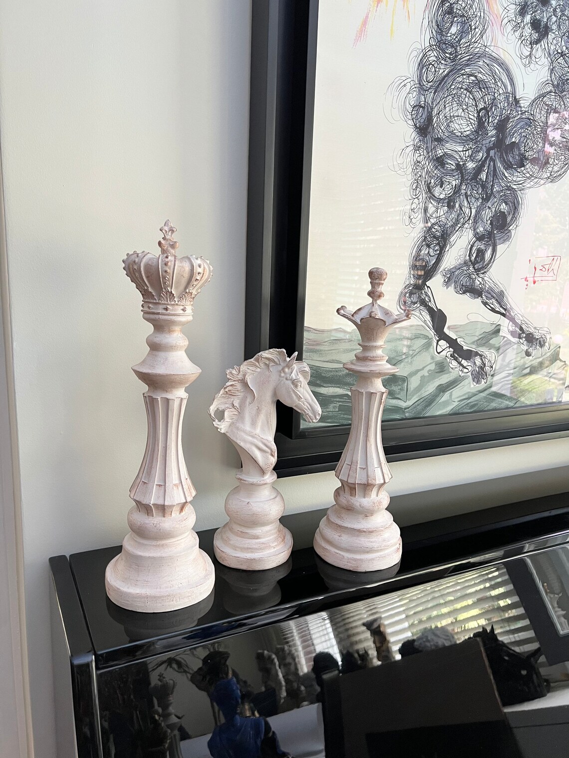 Aged Chess Set Sculpture, Handmade Art, Handmade Sculpture, Giant Chess ...