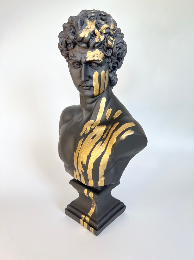 Large David Black Sculpture Statue, Black With Gold Streak Sculpture ...