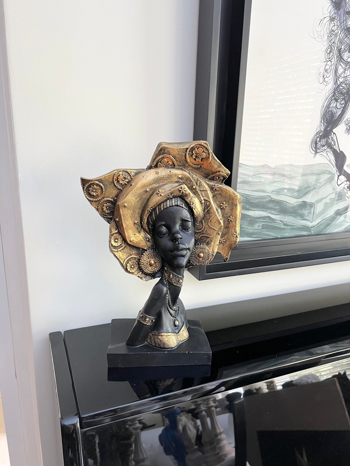 African Woman Statue Afro Woman Sculpture Face Sculpture - Etsy