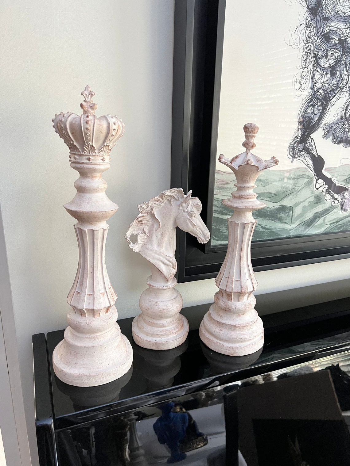 Aged Chess Set Sculpture, Handmade Art, Handmade Sculpture, Giant Chess ...