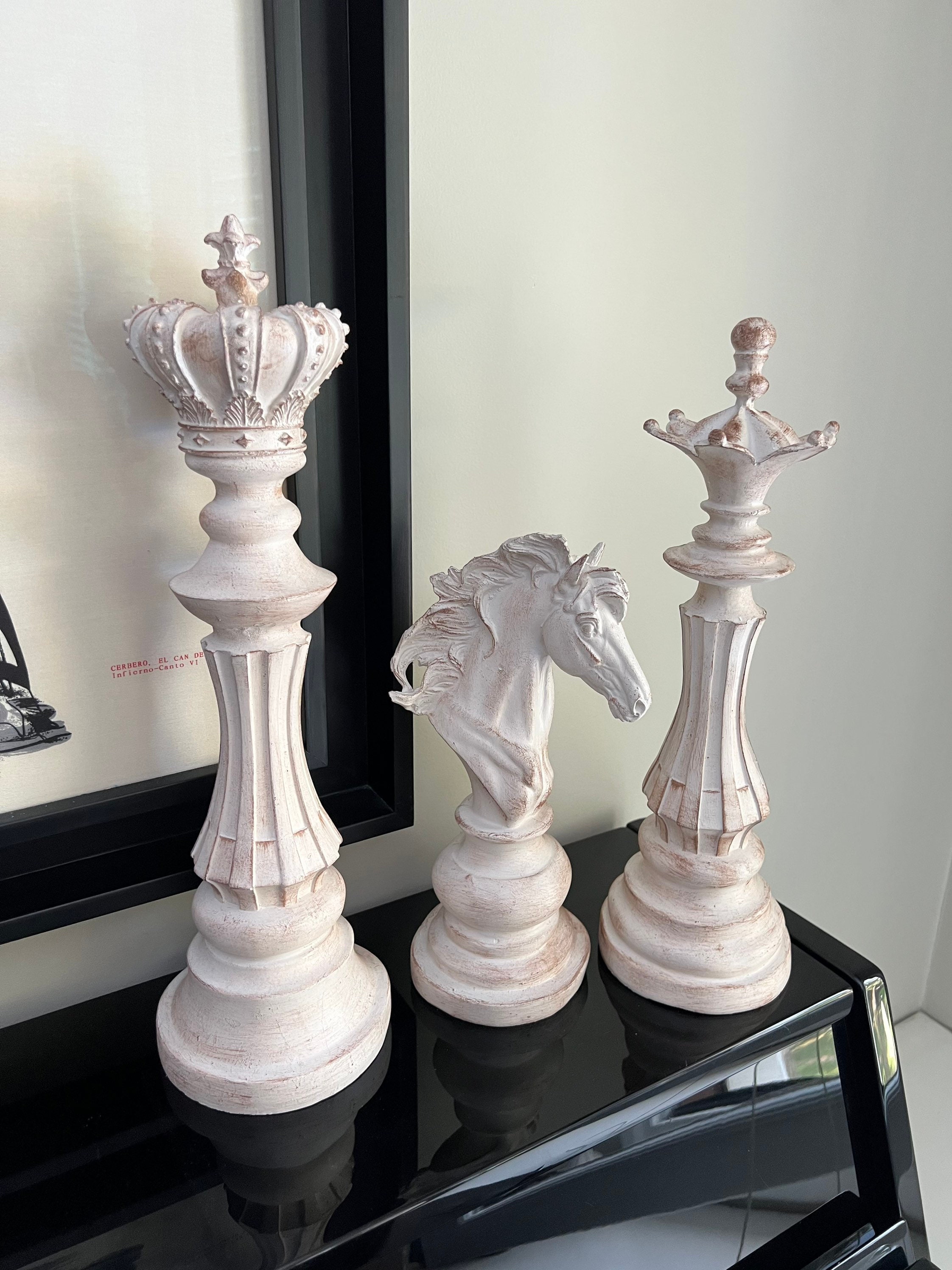 Aged Chess Set Sculpture, Handmade Art, Handmade Sculpture, Giant Chess ...