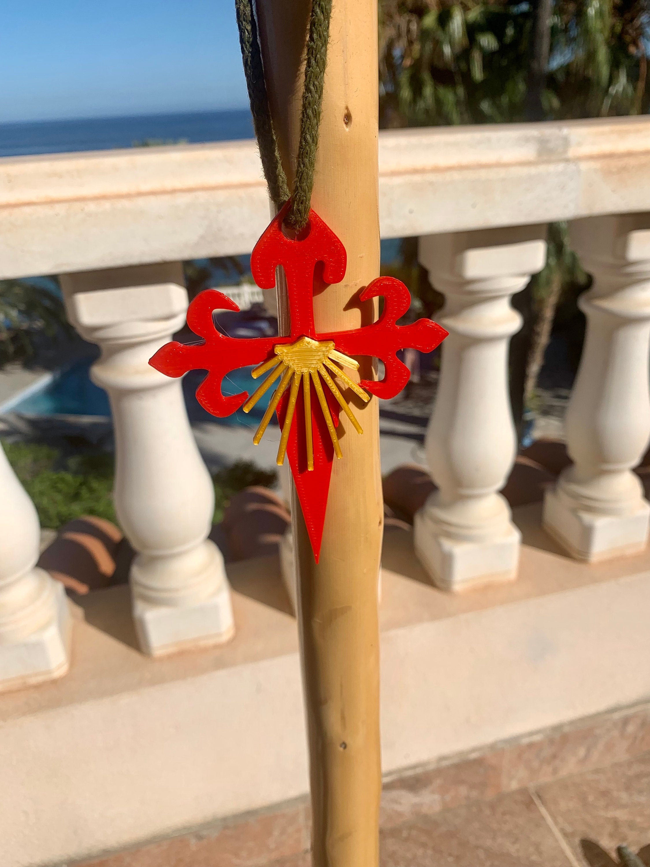 Camino De Santiago Cross and Shell Walking Stick Ornament - Etsy