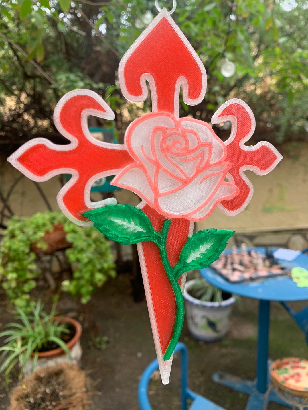 Camino De Santiago Cross and Rose Sun Catcher, Stunning Sun Catcher of ...
