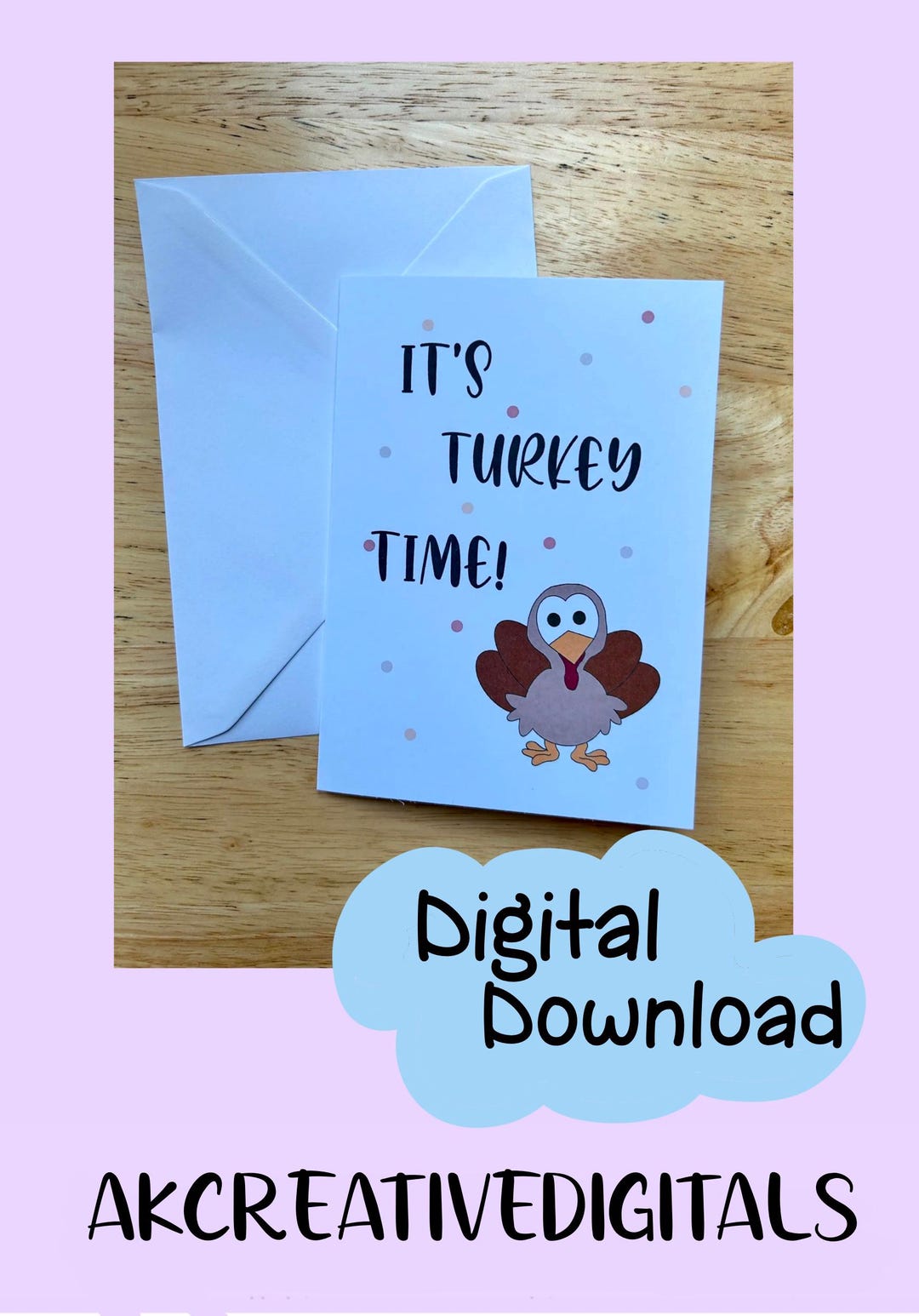 Turkey Christmas Card: Hand Drawn Festive Holiday Card (digital ...