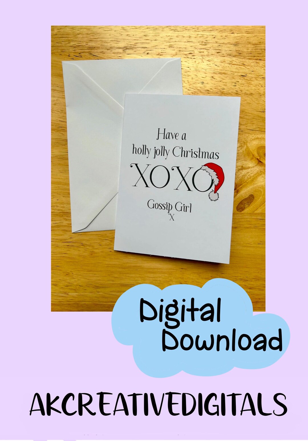 PRINTABLE Gossip Girl Christmas Card, Winter Holidays Blank Cards ...