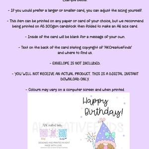 Gnome Happy Birthday Card, Printable Greeting Card (digital Download ...