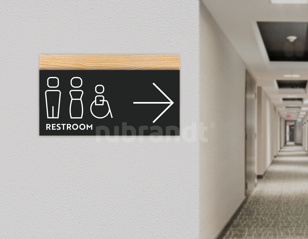 Printable Restroom Wayfinding Signage Sticker Directional - Etsy