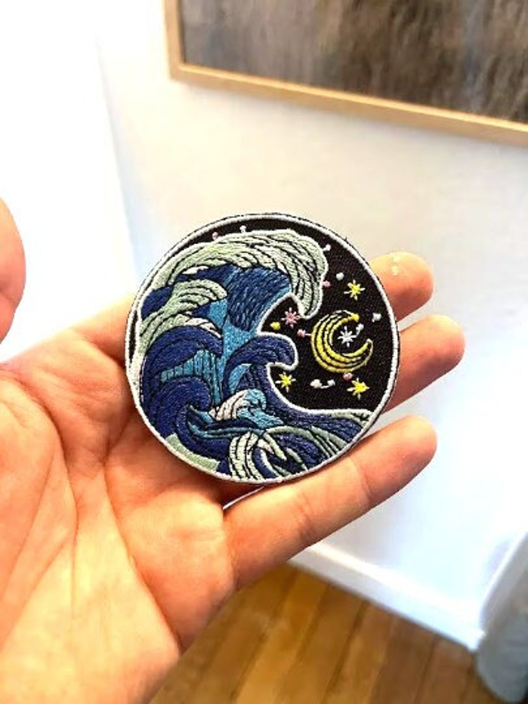 Art Ocean Surf Japan Starry Night Van Gogh Patch Embroidered - Etsy