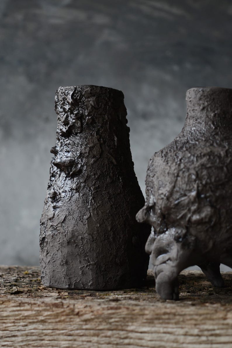 Wabi Sabi Japanese Vase, Primitive Pottery Minimalist Vase, Raw ...