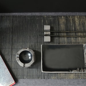 Chopstick Rest, Hashioki, Black Ceramic Chopstick Holder Set ...