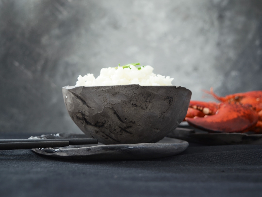 Japanese Dinnerware Rice Bowl and Handmade Pottery Trinket Dish Set ...