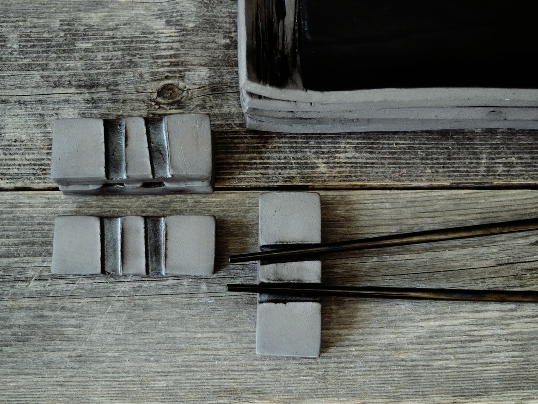 Chopstick Rest, Hashioki, Black Ceramic Chopstick Holder Set ...