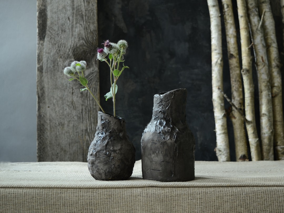 Wabi Sabi Japanese Vase, Primitive Pottery Minimalist Vase, Raw ...