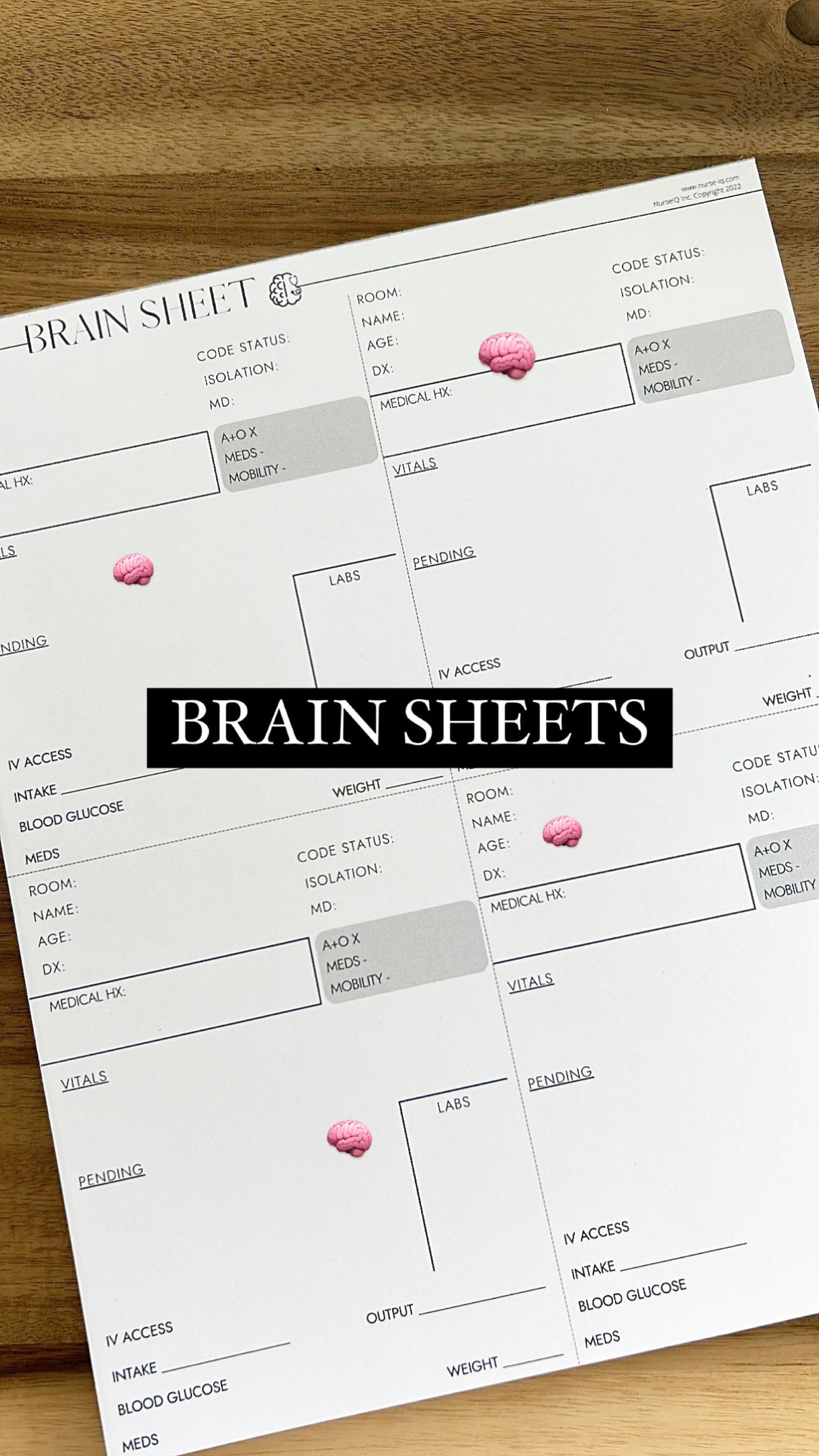 Nurse Brain Sheet - Perfect for New Grad Nurses on Medsurg and ED - Etsy
