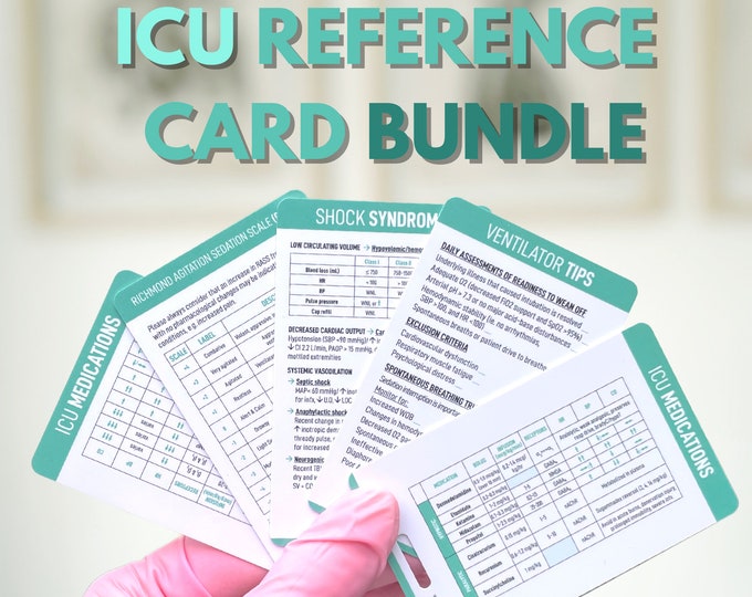 ICU/CCU Hemodynamic Badge Reference Cards for Nurses, 4 Printable Cards ...