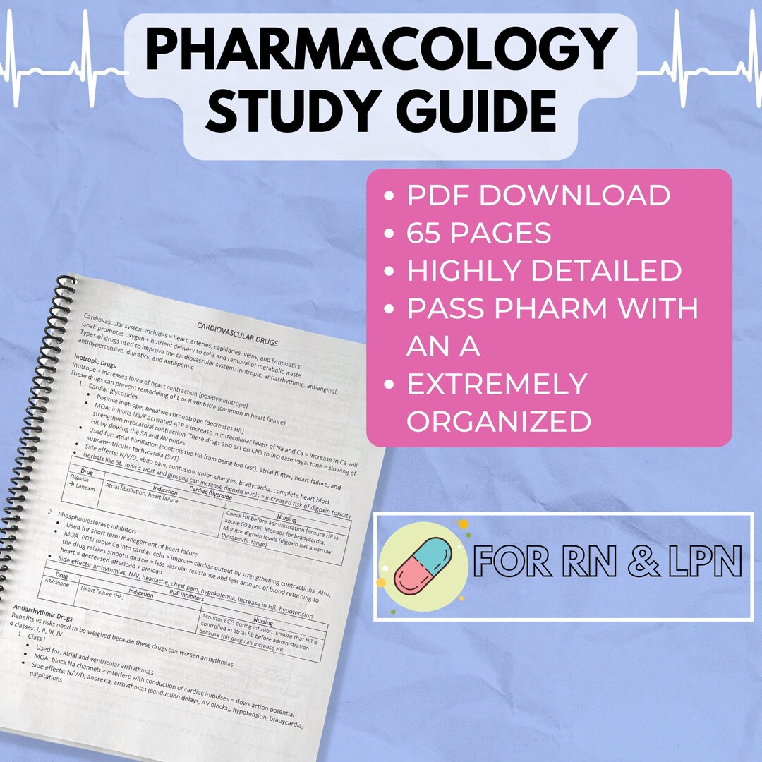 Pharmacology Study Guide for Nursing School - Etsy