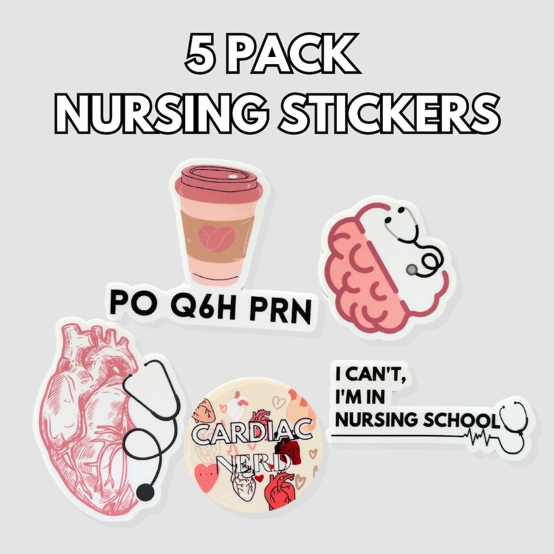 5-pack Nursing School Stickers | RN, RPN, LPN, Bsn | Perfect Gift for ...