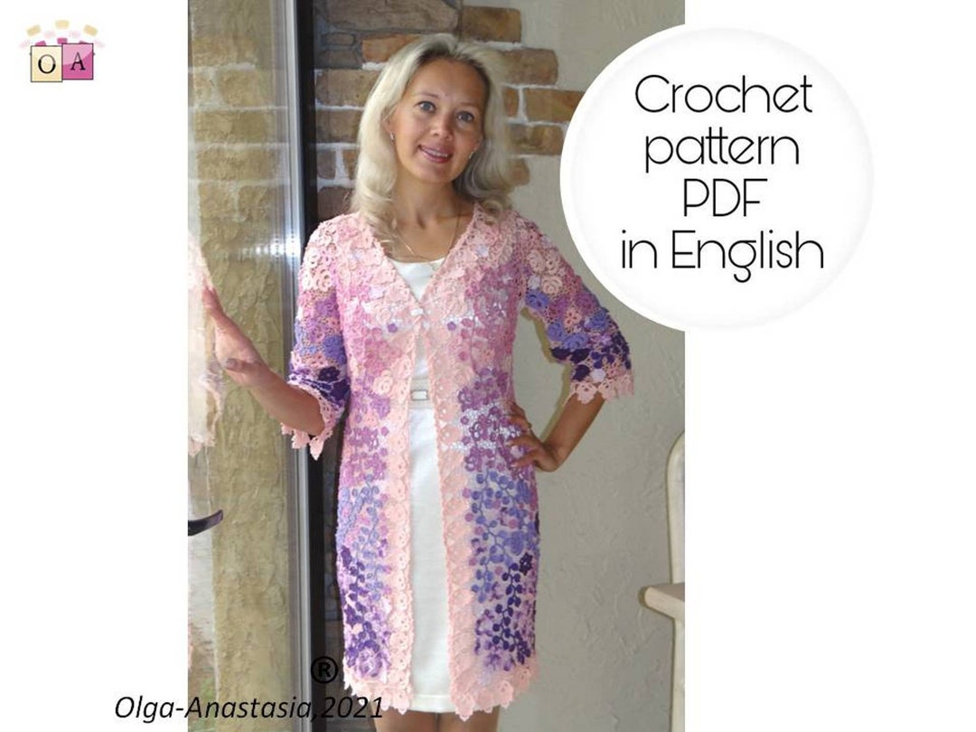 Modern Irish Lace – Crochet Cardigan Pattern - Purple Floral Bridal ...