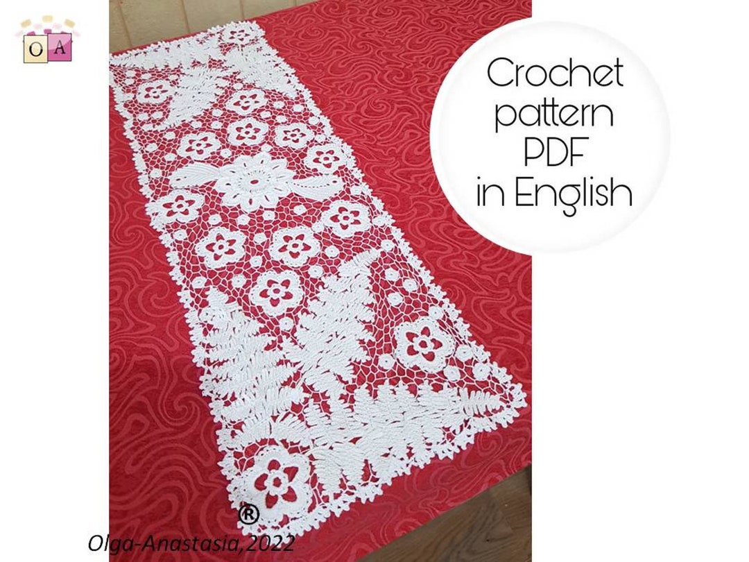 Irish Lace Crochet Table Runner Pattern: Christmas Home Decor (PDF ...