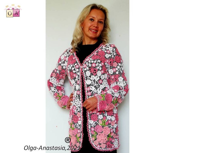 Crochet Cardigan Pattern Irish Lace Lace Cardigan Floral - Etsy