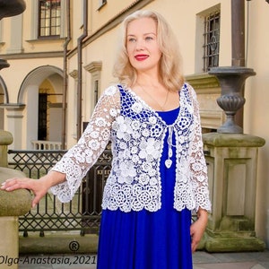 Irish Lace Cardigan- Pattern Crochet Wedding Cardigan, Wedding Cape ...