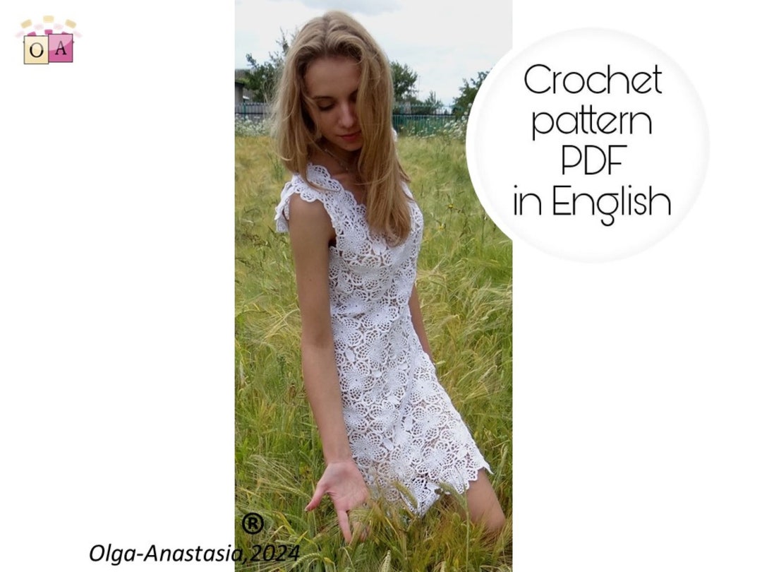 Сrochet Pattern Dress - Irish Crochet - Dress Lace Pattern - Floral ...