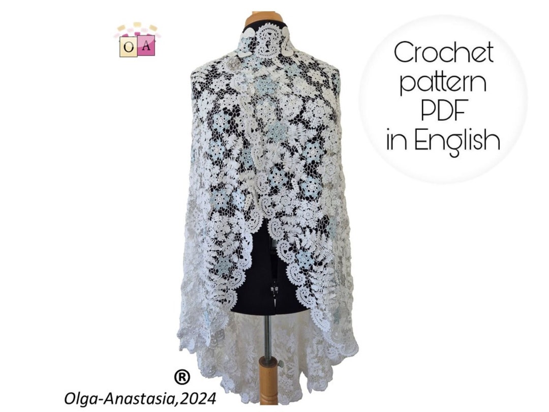 Irish Lace Pattern Crochet Shawl White - Pattern Crochet Cape in Church ...
