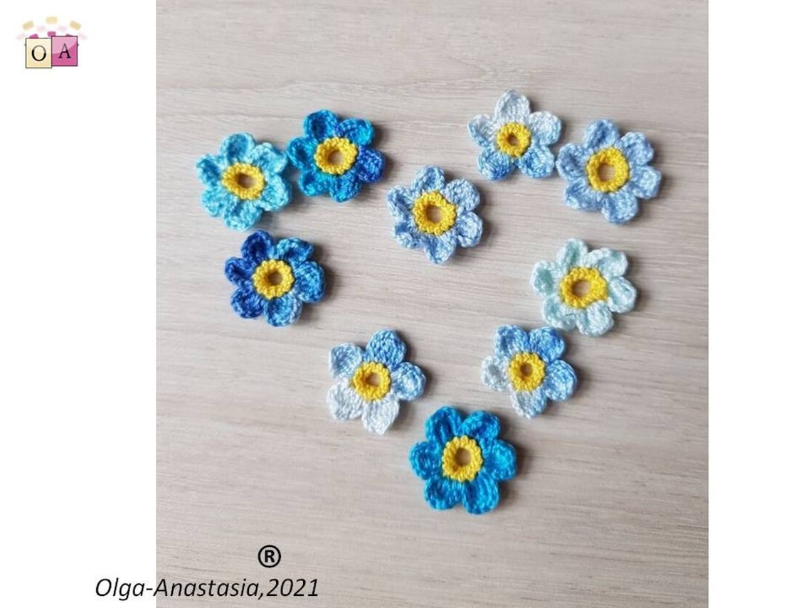 Forget Me Not Flower Pattern crochet Motif Pattern irish - Etsy