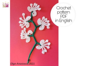 Crochet Branch Pattern. Crochet Twig Tutorial. Flower Applique Pattern. Instructions Crochet ...