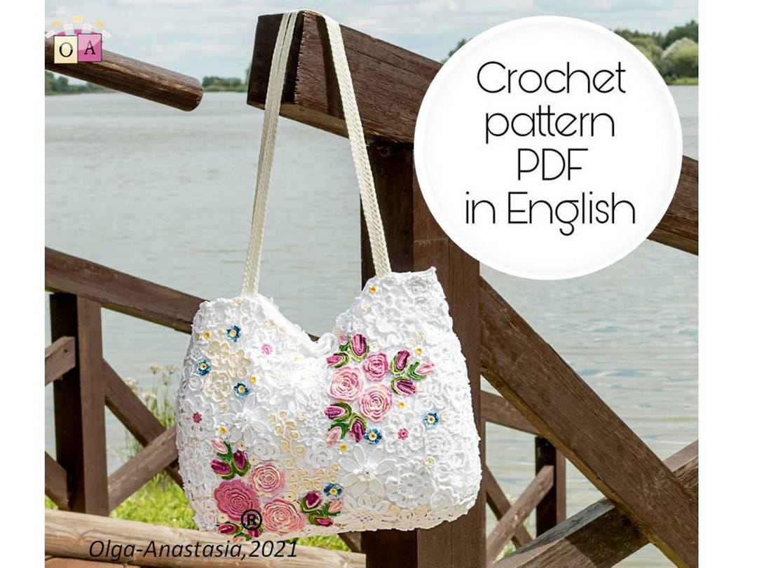 Boho Irish Crochet Beach Bag Pattern – PDF Tutorial | 3D Floral Motifs ...