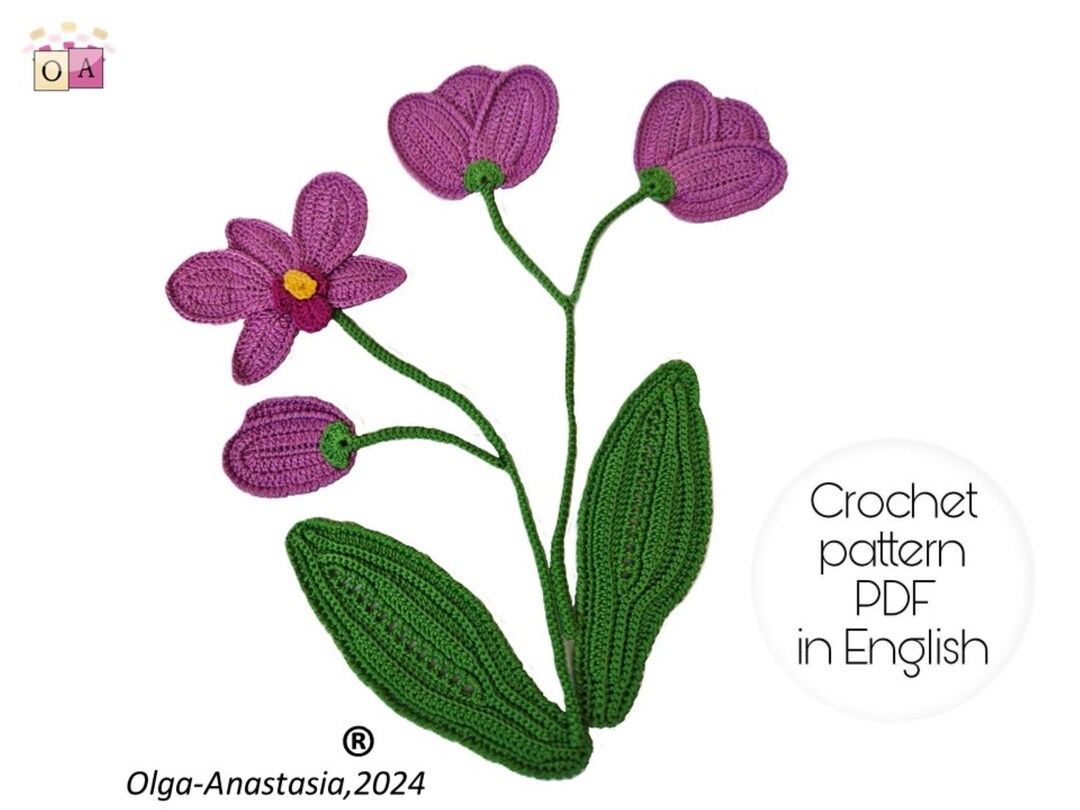 Orchid Crochet Pattern - Irish Lace Crochet Applique Flower- Motif 3D ...