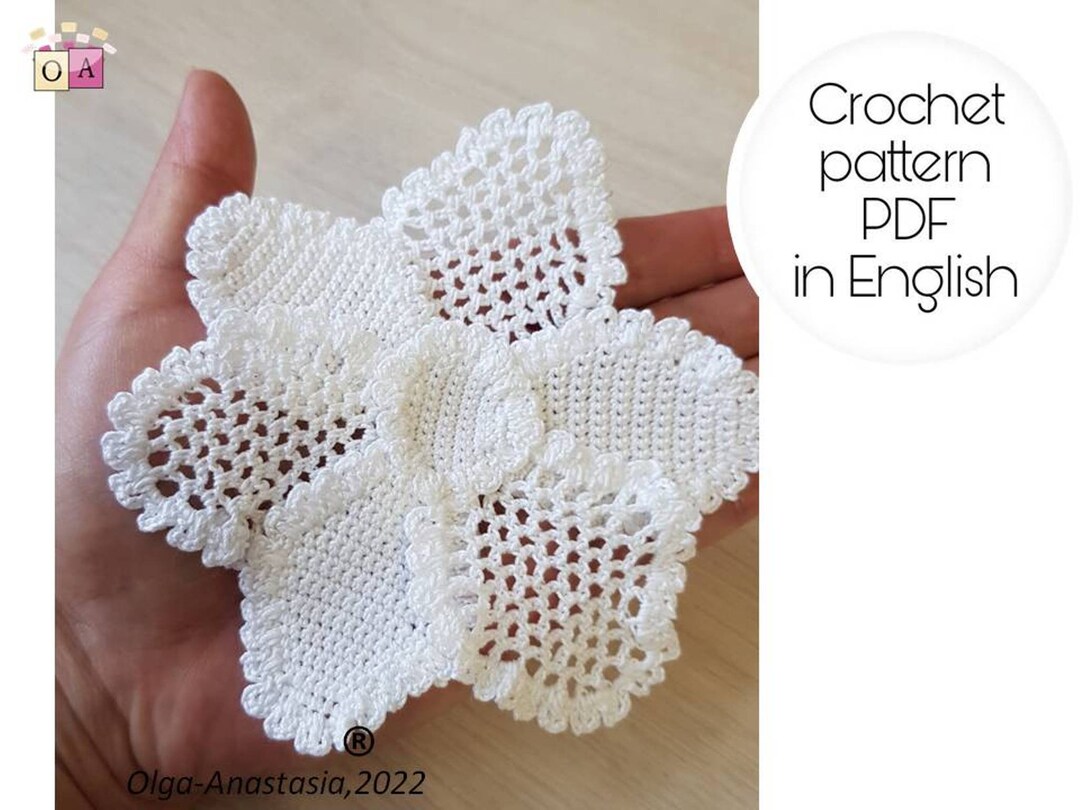 Large Crochet Pattern- Irish Lace Crochet Pattern in English -motif 3D ...