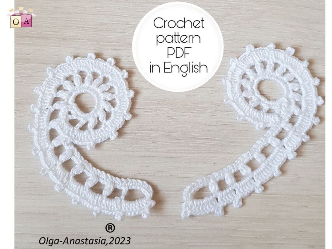 Set of 2 Antique Scrolls Motif Pattern for Irish Lace -crochet Applique ...