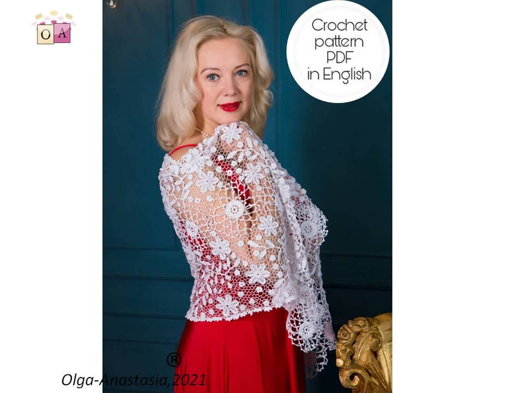Irish Lace. Shawl Crochet Pattern - Irish Crochet Lace Rectangular ...