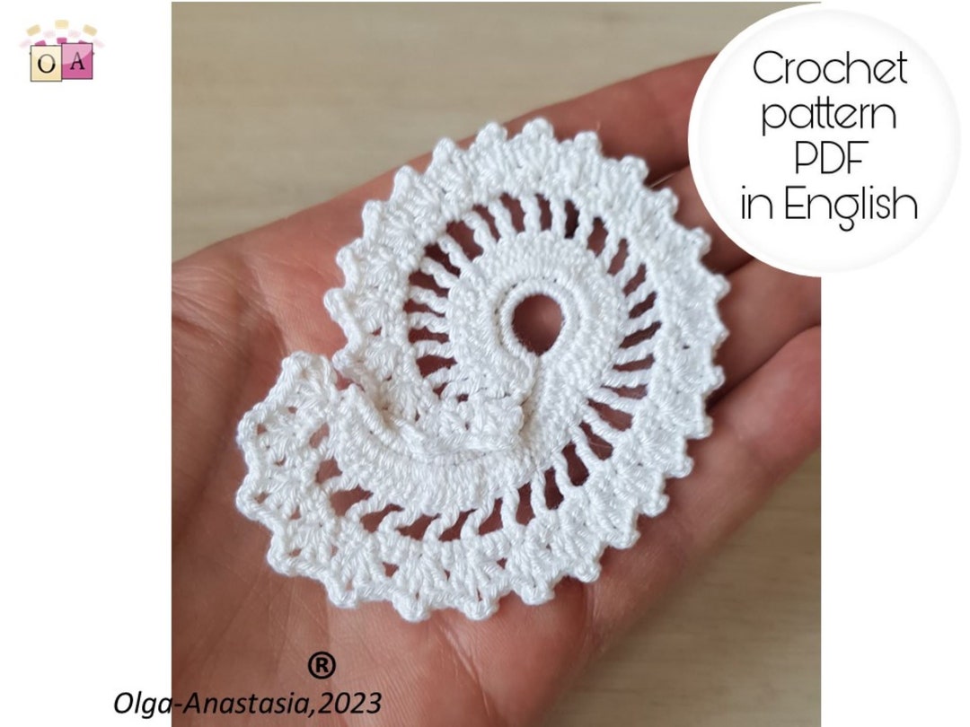 Сrochet Scroll Motif Pattern -irish Lace Motif -crochet Applique ...