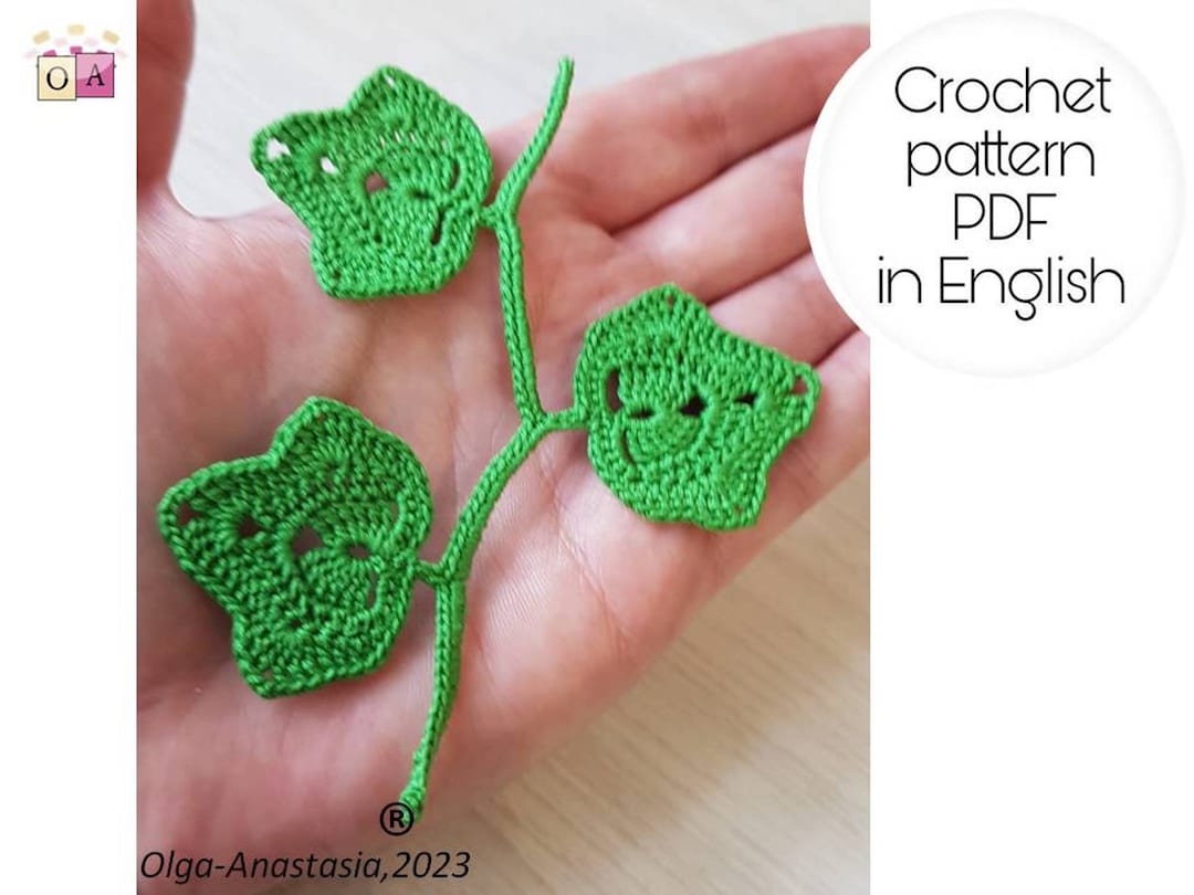 Crochet Ivy Branch With Leaves Pattern- Irish Lace Branch -pattern Crochet- Detailed Tutorial ...