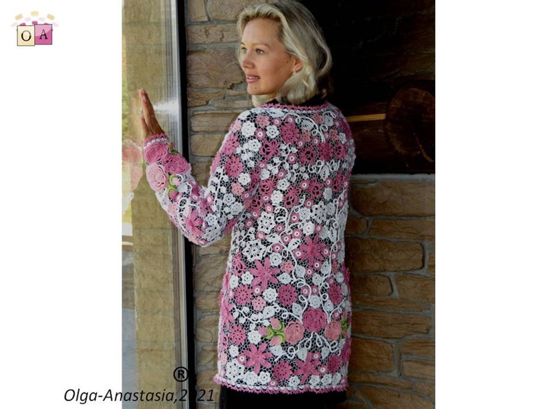 Crochet Cardigan Pattern Irish Lace Lace Cardigan Floral - Etsy