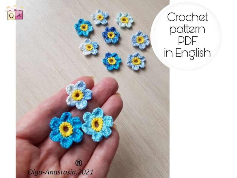 Forget Me Not Flower Pattern crochet Motif Pattern irish - Etsy