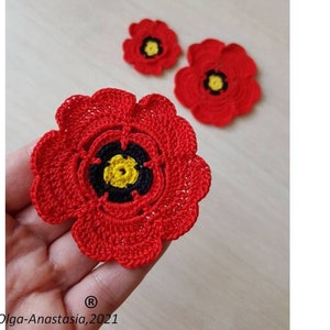 Irish Lace - Poppy Flower Crochet Pattern in English, Antique Motif ...