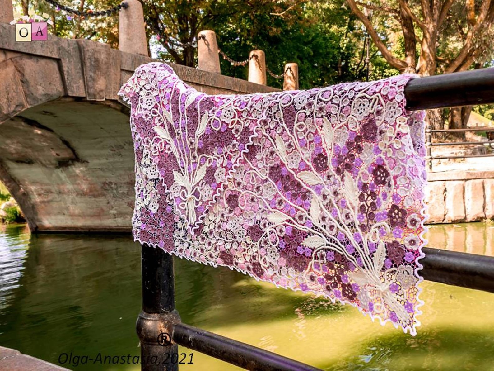 Crochet Pattern Irish Lace Shawl, Wedding Scarf of Flowers, Shawl ...