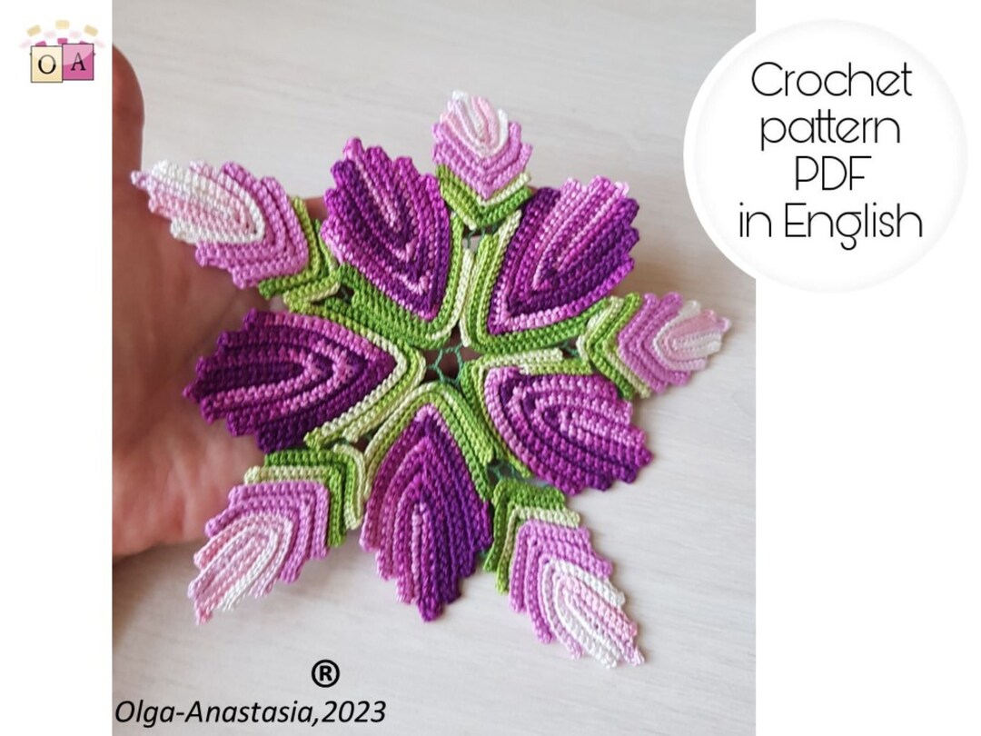Lilac Irish Lace Crochet Napkin Pattern: Spring Flower Coaster (PDF ...