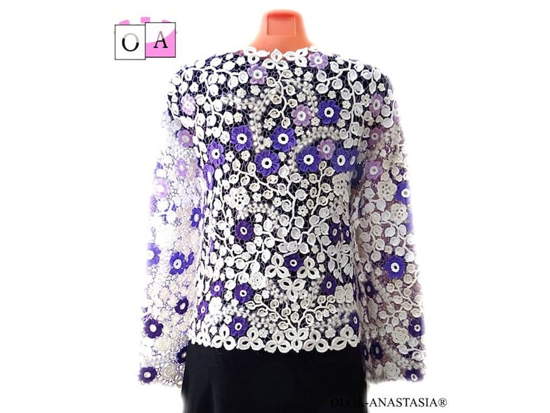 Irish Lace Cardigan Crochet Pattern Cardigan motif 3D - Etsy