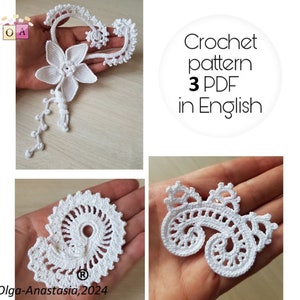 Bundle of 3 Antique Scrolls Motif Pattern for Irish Lace -crochet ...