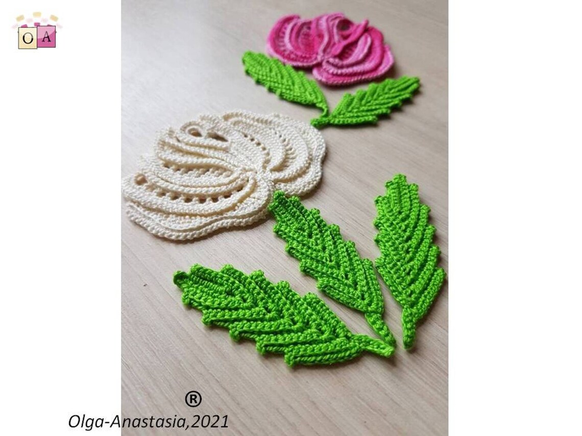 Roses and Leaves Crochet Pattern: Irish Lace Motif (PDF Pattern) - Etsy