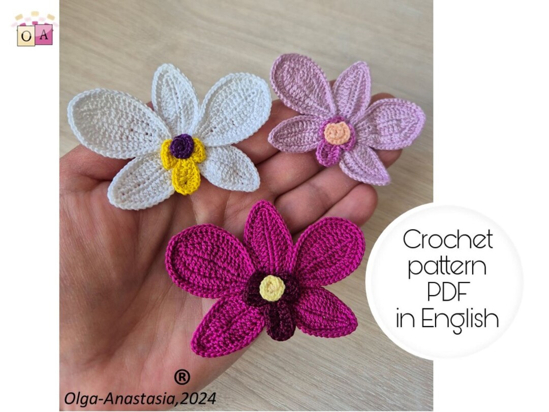 Orchid Crochet Pattern - Irish Lace - Crochet Applique Flower- Motif 3D ...